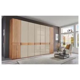 Kleiderschrank Wiemann "Cardiff, Massivholzt&uuml;ren in Kombination mit Glas- oder Spiegelt&uuml;ren", beige (glas champagner), B:344,2cm H:216cm T:58cm, Floatglas, Hartfaserplatte, Holzwerkstoff, Massivholz, Schr&auml;nke, Kleiderschrank, hochwertiges Design in langlebiger Qualit&auml;t, viel Stauraum