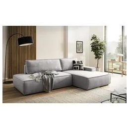 Ecksofa Home Affaire "SHERWOOD, Schlafsofa in L-Form offen (275cm), Cord, Leinenoptik", silber (silbergrau), B:275cm H:85cm T:167cm, 100% Polyester, Sofas, Ecksofa, Schlaffunktion und Bettkasten, Kedernaht, hoher Sitz- & Liegekomfort