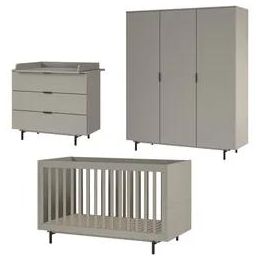 Babym&ouml;bel-Set Germania "Tomino", grau (steingrau), B:437cm H:190cm T:75cm, Spanplatte, Schlafzimmerm&ouml;bel-Sets, modernes Design, mitwachsendes Komplett-Set mit gro&szlig;em Schrank