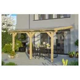 Skan Holz Terrassendach SKANHOLZ "Bormio", beige (natur), B:434cm T:250cm, Polycarbonat (PC), Terrassen&uuml;berdachungen