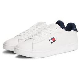 Tommy Hilfiger Sneaker TOMMY JEANS "ARCHIVE '98", Herren, Gr. 40, wei&szlig; (wei&szlig;, blau), Nappaleder, Textil, unifarben mit Farbeinsatz, Schuhe Sneaker, Freizeitschuh, Streetwear, Halbschuh, Schn&uuml;rer mit Logoflagge