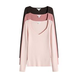 The Set Pullover Damen Gr&ouml;&szlig;e XL dunkelbraun / rosa / pastellpink
