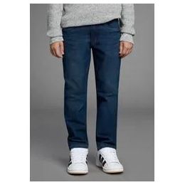 H.I.S. Relax-fit-Jeans H.I.S "Stretchjeans in gerader Form f&uuml;r Jungen", Jungen, Gr. 140, N-Gr, blau (dunkelblau used), Denim/Jeans, Obermaterial: 78% Baumwolle, 20% Polyester, 2% Elasthan, Abriebeffekte, relaxed fit lang, Jeans, F&uuml;r TEENS. Gerade Jeans in authentischer Waschung, Topseller