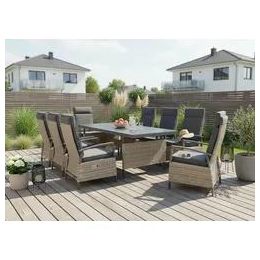 Garten-Essgruppe Konifera "New Monaco", dunkelgrau, beige, beige, dunkelgrau, Aluminium, Glas, Wicker/Kunststoffgeflecht, Sitzm&ouml;bel-Sets, bestehend aus 8 St&uuml;hlen, 8 Sitzauflagen und 1 Tisch