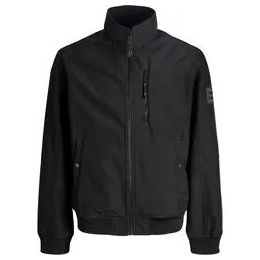 Jack & Jones PlusSize Softshelljacke "JJEPARKER SOFTSHELL COLLAR BOMBER SN PLS", Herren, Gr. 6XL, schwarz, Web, Obermaterial: 100% Polyester, JACK & JONES PLUSSIZE, Jacken Softshelljacke, mit Stehkragen