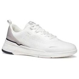 Sneaker Geox "U VITTOUR", Herren, Gr. 42, wei&szlig;, hellgrau, Lederimitat, Textil, Schuhe Sneaker, Halbschuh, Freizeitschuh, Schn&uuml;rer mit Kontrastbesatz