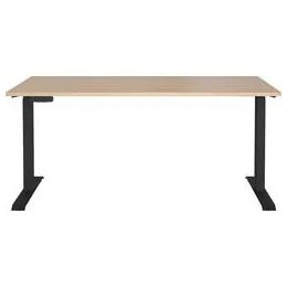 Schreibtisch Germania "GW-Oviedo", lindberg, eiche, nachbildung, schwarz, schwarz, lindberg, eiche, nachbildung, B:160cm H:72cm T:80cm, Tische, Schreibtisch, Bedieneinheit mit Memory-Funktion und USB-Port