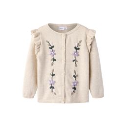 name it Strickjacke 'NMFDUNIAJA' M&auml;dchen Gr&ouml;&szlig;e 110 stone / tanne / orchidee