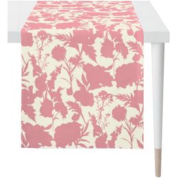 Tischdecke Apelt "7002", rose, B:48cm L:140cm, Obermaterial: 75% Baumwolle, 25% Polyester, Tischdecken, Tischdecke, Stilisierte Sommerbl&uuml;ten als Faux-Uni all-over
