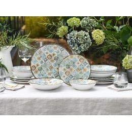 Teller-Set Creatable "Mosaik, Tellerset 16-tlg.", bunt, 16, Steinzeug, Geschirr-Sets, Edles Tellerset, Vollfl&auml;chig dekorierte Teller und Farben