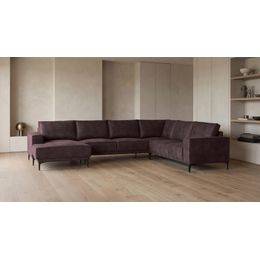 Wohnlandschaft OTTO HOME "OLAND U-Form, XXL, B: 342 cm, Skandi-Design", braun (dunkelbraun), B:342cm H:85cm T:260cm, 100% Polyester, Sofas, Wohnlandschaft, Skandi-Design in Struktur, Flachgewebe, Luxus-Microfaser, Boucle