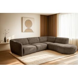 Ecksofa Home Affaire "OSTRUP Rundsofa, L-Form, Naturt&ouml;ne, Boucle", grau (taupe), B:273cm H:73cm T:250cm, 100% Polyester, Sofas, Ecksofa, Breite 273 cm, organische Form mit sanften Rundungen