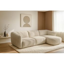 Ecksofa Home Affaire "OSTRUP Rundsofa, L-Form, Naturt&ouml;ne, Boucle", beige, B:280cm H:73cm T:152cm, 100% Polyester, Sofas, Ecksofa, Breite 280 cm, organische Form mit sanften Rundungen