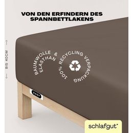 Spannbettlaken Schlafgut "EASY Jersey Elasthan Boxspring", beige (sand deep), 1 Stk., Jersey, 140-160x200-220 40cm, Jersey, Obermaterial: 95% Baumwolle, 5% Elasthan, Bettlaken, Spannbettlaken, MADE IN GREEN by OEKO-TEX