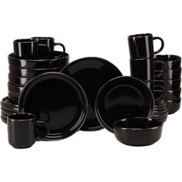 Kombiservice Creatable "Nordic Festive, Service 30-tlg.", schwarz, 30, Steinzeug, Geschirr-Sets, Kombiservice, Minimalistisches Design, Dezente goldene Akzente