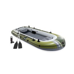 Schlauchboot Intex "Seahawk 4 &ndash; Vier-Personen Boot-Set", gr&uuml;n, KleinbooteB:145cm H:48cm L:351cm, Kunststoff, B:145cm H:48cm L:351cm