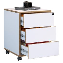 Container Vcm "Holz Rollcontainer B&uuml;rocontainer Salia 3 Schublade", wei&szlig;, B:42cm T:45cm, Obermaterial: 100% Holz Wood., Schr&auml;nke, Rollcontainer