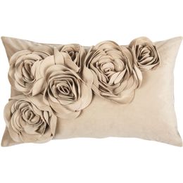 Dekokissen Pad "Floral", beige, unifarben, B:30cm L:50cm, Polyester, Dekokissen_Sitzkissen_Kissenh&uuml;llen, 3D