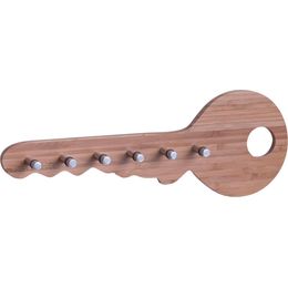 Schl&uuml;sselbrett zeller PRESENT "Bamboo", beige (natur), B:35cm H:12,5cm T:4cm, Bambus, Massivholz, Hakenleisten, Schl&uuml;sselbrett, aus hochwerigem Bamus