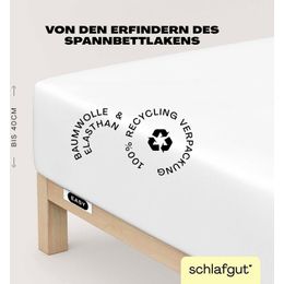 Spannbettlaken Schlafgut "EASY Jersey Elasthan Boxspring", wei&szlig; (full, wei&szlig;), 1 Stk., Jersey, 180-200x200-220 40cm, Jersey, Obermaterial: 95% Baumwolle, 5% Elasthan, Bettlaken, Spannbettlaken, MADE IN GREEN by OEKO-TEX