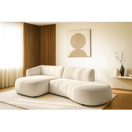 Ecksofa Home Affaire "OSTRUP Rundsofa, L-Form, Naturt&ouml;ne, Boucle", wei&szlig; (ivory), B:278cm H:73cm T:152cm, 100% Polyester, Sofas, Ecksofa, Breite 278 cm, organische Form mit sanften Rundungen