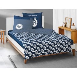 Wendebettw&auml;sche Irisette "Wave 8136", blau, B/L: 135cm x 200cm, 1 Stk., 1 Stk., Mako-Satin, B/L: 80cm x 80cm, 2, Mako-Satin, Obermaterial: 100% Baumwolle, Bettw&auml;sche, Wendebettw&auml;sche, anschmiegsam und atmungsaktiv, Ganzjahresqualit&auml;t