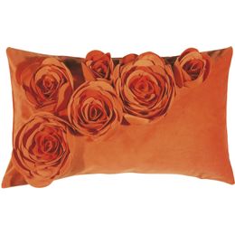 Dekokissen Pad "Floral", orange, unifarben, B:30cm L:50cm, Polyester, Dekokissen_Sitzkissen_Kissenh&uuml;llen, 3D