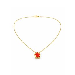 Pure Schmuck Necklace 'Clover Red' female Gold size Onesize