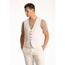 Anzugweste LINDBERGH "Weste Slim Fit", Herren, Gr. S, wei&szlig; (optical wei&szlig;), Obermaterial: 55% Baumwolle, 45% Leinen; Futter: 100% Polyester, Westen Anzugweste