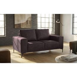 2-Sitzer OTTO HOME "Kompaktsofa Oland, Struktur, Flachgewebe, Luxus-Microfaser, Boucle", braun (dunkelbraun), B:164cm H:85cm T:83cm, 100% Polyester, Sofas, 164 cm, Wellenunterfederung, Skandi-Design, Metallf&uuml;&szlig;e