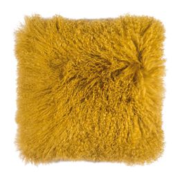 Dekokissen Pad "Glory", mustard, unifarben, B:40cm L:40cm, Lammfell, Polyester, Dekokissen_Sitzkissen_Kissenh&uuml;llen, Echtfell