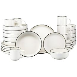 Kombiservice Creatable "Nordic Festive, Service 30-tlg.", creme, 30, Steinzeug, Geschirr-Sets, Kombiservice, Minimalistisches Design, Dezente goldene Akzente