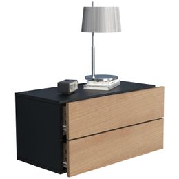Nachttisch Vcm "Holz Wandschublade Wand H&auml;nge Nachttisch Usal L60", anthrazit, honig, eiche, Sideboards, Nachttisch