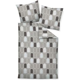 Bettw&auml;sche Janine "J. D. 87084", grau (taupe), B/L: 240cm x 220cm, 1 Stk., 2 Stk., Mako-Satin, B/L: 80cm x 80cm, 3 Stk., Mako-Satin, Obermaterial: 100% Baumwolle, Bettw&auml;sche, Bettw&auml;sche, mit Rei&szlig;verschluss