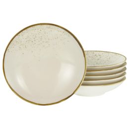 Suppenteller Creatable "Nature Collection, Teller-Set, 6-tlg.", creme, H:5cm &Oslash;:22cm, Steinzeug, Speiseteller, Naturverbundenes Design, Einzigartige Oberfl&auml;che