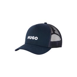 Fitted Cap Hugo "Marsel-Trucker", blau (dunkelblau 405), Web, Baumwolle, unifarben, Caps, aus Twill & Mesh mit 3D Logostickerei, unisex