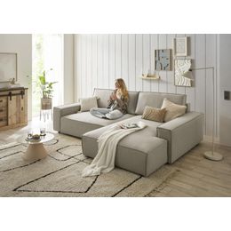 Home Affaire "NEU: SHERWOOD XXL 284, Big-Sofa L-Form, tiefe Sitzfl&auml;che 95 cm, Cord" Recamiere rechts/links, als Schlafsofa stellbar, Cord u. Leinenoptik