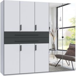 Dreht&uuml;renschrank wimex "Digit Kleiderschrank wahlweise mit oder ohne Spiegel", wei&szlig;, absetzung und griffe grafit, B:225cm H:208cm T:58cm, Holzwerkstoff, Schr&auml;nke, Dreht&uuml;renschrank, erh&auml;ltlich in den Breiten 225cm oder 270cm (mit 8 oder 10 T&uuml;ren)