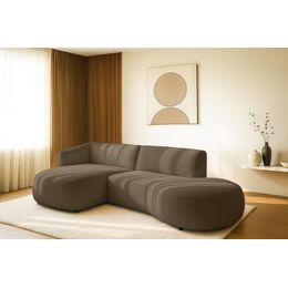 Ecksofa Home Affaire "OSTRUP Rundsofa, L-Form, Naturt&ouml;ne, Boucle", grau (taupe), B:278cm H:73cm T:152cm, 100% Polyester, Sofas, Ecksofa, Breite 278 cm, organische Form mit sanften Rundungen