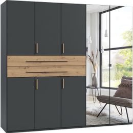 Dreht&uuml;renschrank wimex "Digit Kleiderschrank wahlweise mit oder ohne Spiegel", grafit, absetzung und griffe artisan eiche nachbildung, B:225cm H:208cm T:58cm, Holzwerkstoff, Schr&auml;nke, Dreht&uuml;renschrank, erh&auml;ltlich in den Breiten 225cm oder 270cm (mit 8 oder 10 T&uuml;ren)