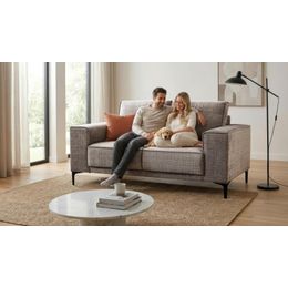2-Sitzer OTTO HOME "Kompaktsofa Oland, Struktur, Flachgewebe, Luxus-Microfaser, Boucle", grau (dunkelgrau), B:164cm H:85cm T:83cm, 100% Polyester, Sofas, 164 cm, Wellenunterfederung, Skandi-Design, Metallf&uuml;&szlig;e