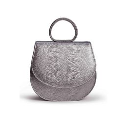 Schultertasche Gretchen "Ebony Mini Loop Bag", Damen, Gr. B/H/T: 25cm x 17cm x 19cm, silberfarben, Leder, unifarben, Taschen Schultertasche, aus italienischem Kalbsleder