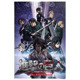 Poster Reinders "Attack on Titan - the final season", blau (farbe bild(er): blau), B:61cm H:91,5cm T:0,1cm, Bilder, Poster, Teenager Zimmer - Blau - 150 gr. Papier - Cartoons und Charaktere