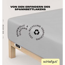 Spannbettlaken Schlafgut "EASY Jersey Elasthan Boxspring", grau (grau light), 1 Stk., Jersey, 180-200x200-220 40cm, Jersey, Obermaterial: 95% Baumwolle, 5% Elasthan, Bettlaken, Spannbettlaken, MADE IN GREEN by OEKO-TEX
