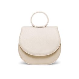 Schultertasche Gretchen "Ebony Mini Loop Bag", Damen, Gr. B/H/T: 25cm x 17cm x 19cm, beige (ecru), Leder, unifarben, Taschen Schultertasche, aus italienischem Kalbsleder