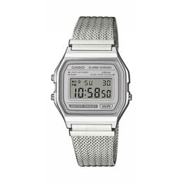 Chronograph CASIO VINTAGE, silberfarben, grau, Armbanduhren, Damen, Chronograph, Quarzuhr, Armbanduhr, Damenuhr, Herrenuhr, Edelstahlarmband, digital