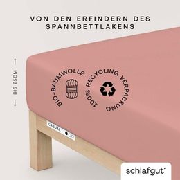 Spannbettlaken Schlafgut "CASUAL Bettlaken 100% gek&auml;mmte Bio-Baumwolle, 150 g/m&sup2;, Spannbetttuch", lila (lila mid), L:200cm, Jersey, Obermaterial: 100% Baumwolle, Bettlaken, Spannbettlaken, Bettlaken bis 25 cm H&ouml;he, langlebig, weich, Antipilling-Ausr&uuml;stung
