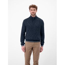 Strickpullover Lerros "Strickpullover mit Zopfmuster und Troyerkragen", Herren, Gr. XXL, classic navy, 67% Baumwolle, 33% Polyacryl, ohne Ausschnitt, Pullover Strickpullover