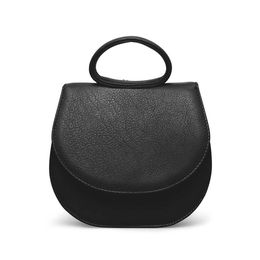Schultertasche Gretchen "Ebony Mini Loop Bag", Damen, Gr. B/H/T: 25cm x 17cm x 19cm, schwarz, Leder, unifarben, Taschen Schultertasche, aus italienischem Kalbsleder