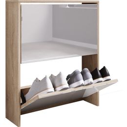 Schuhschrank Vcm "Holz Schuhschrank Schuhkipper Spiegel Stido L", honig, eiche, B/H/T: 63cm x 17cm, Schr&auml;nke, Schuhschrank